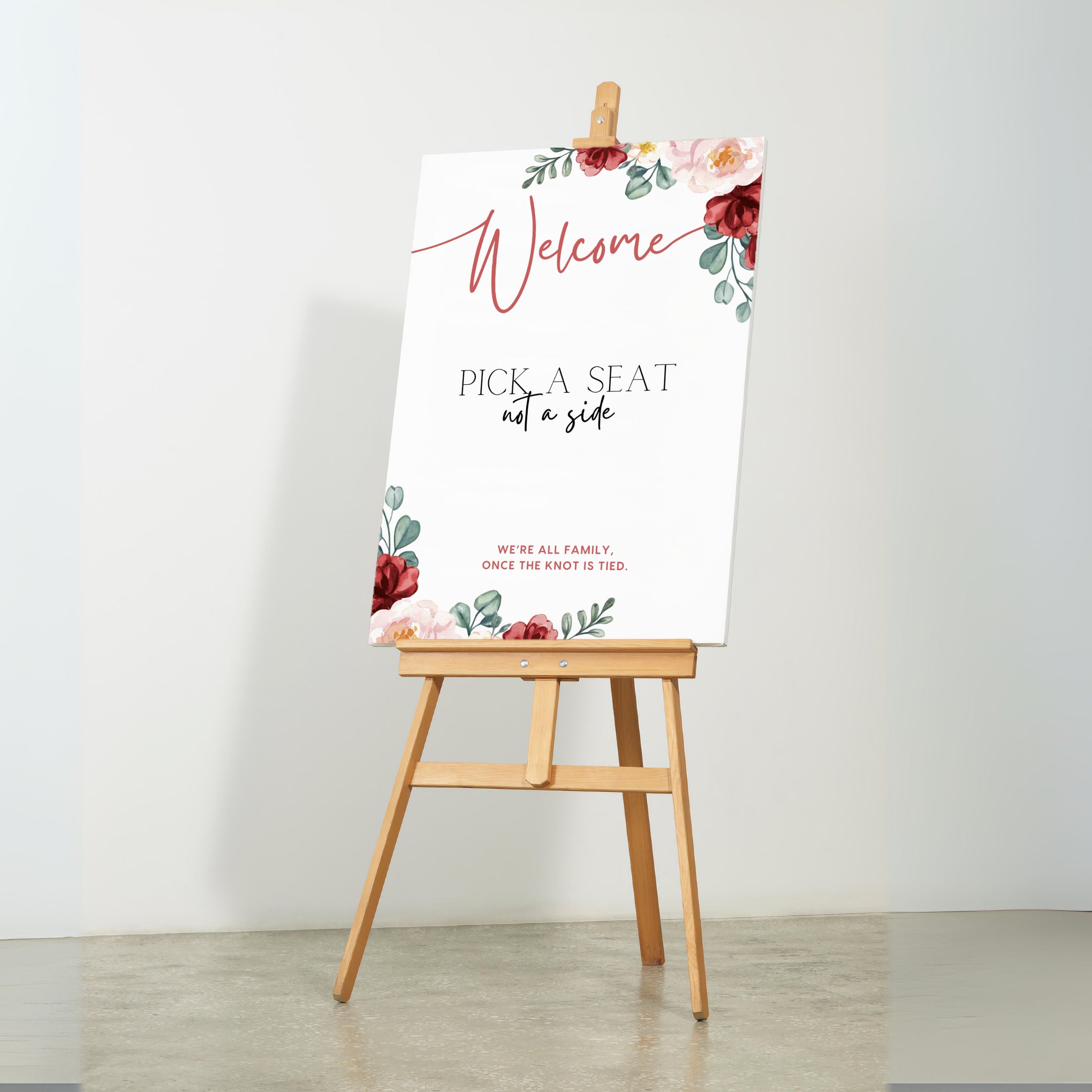 Romantic Red Floral Pick a Seat, Not a Side Sign | Little Perfections